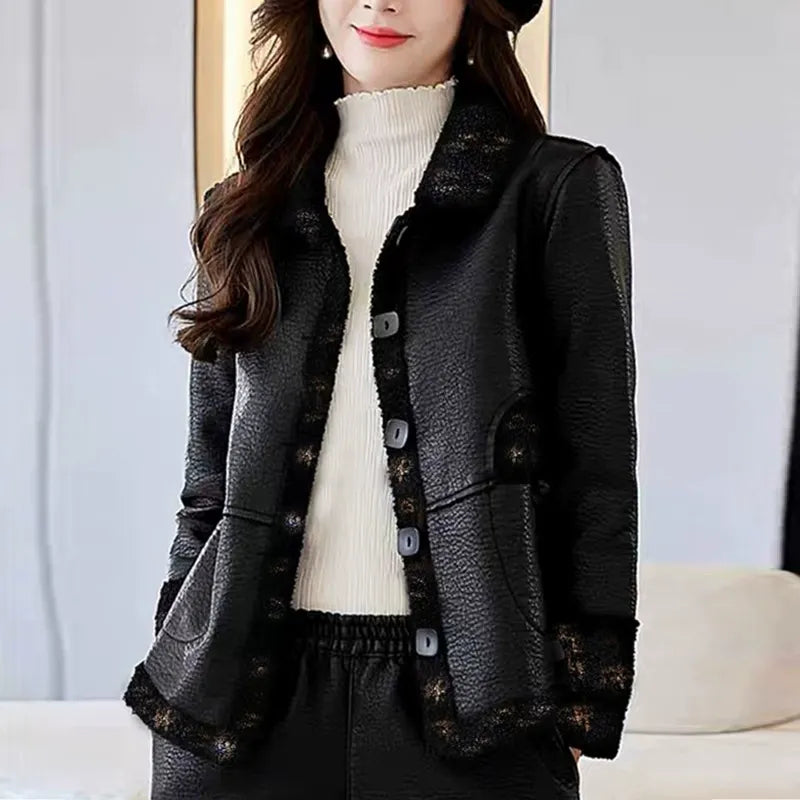 Women's Leather Jacket – Tailored Fit – Short Length – Button Closure ...